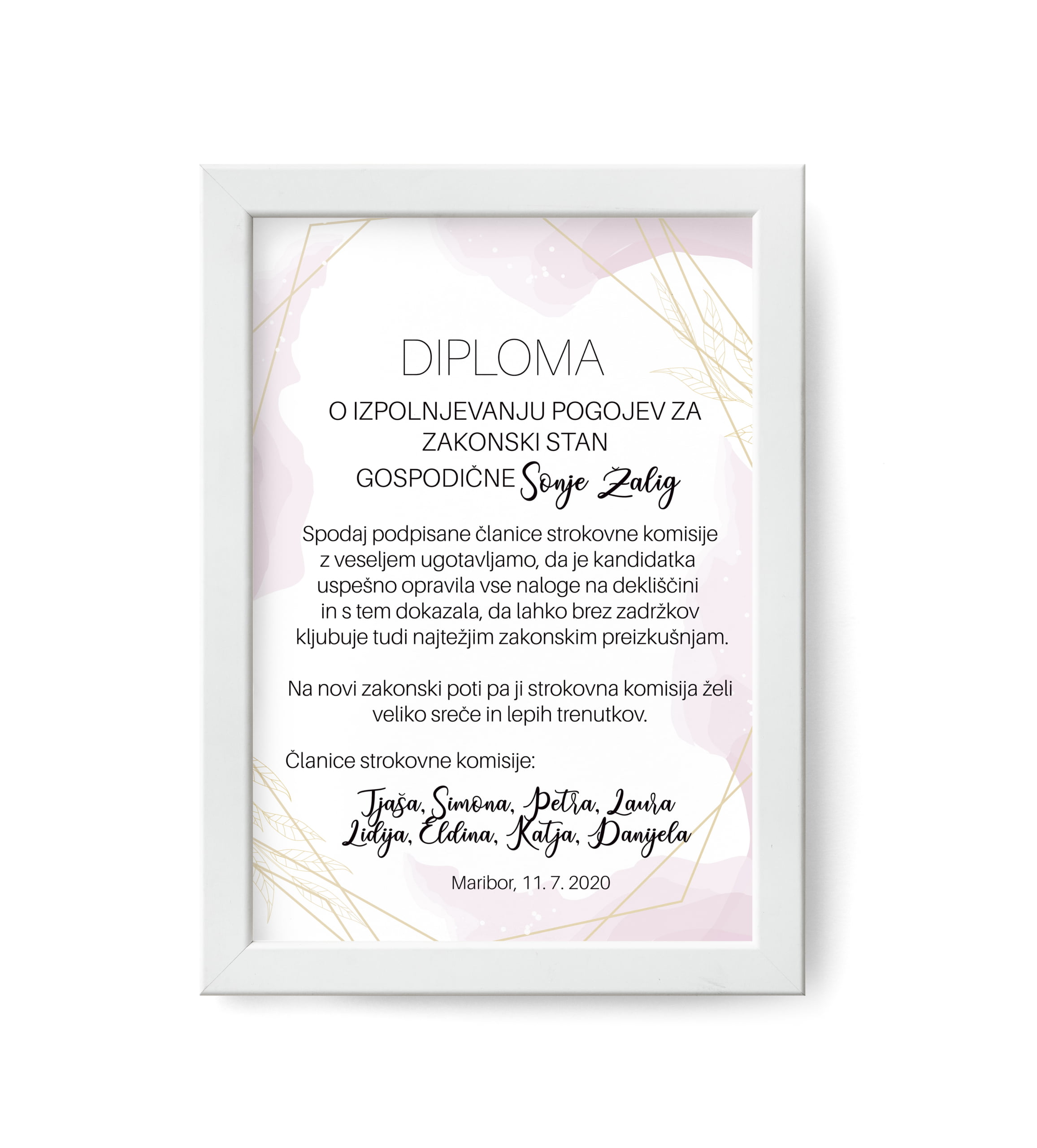 Diploma za dekliščino – lila – Moj mini svet